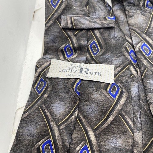 Louis Roth Dark Brown and Blue Necktie 100% Silk Tie Made in Italy 55 ...