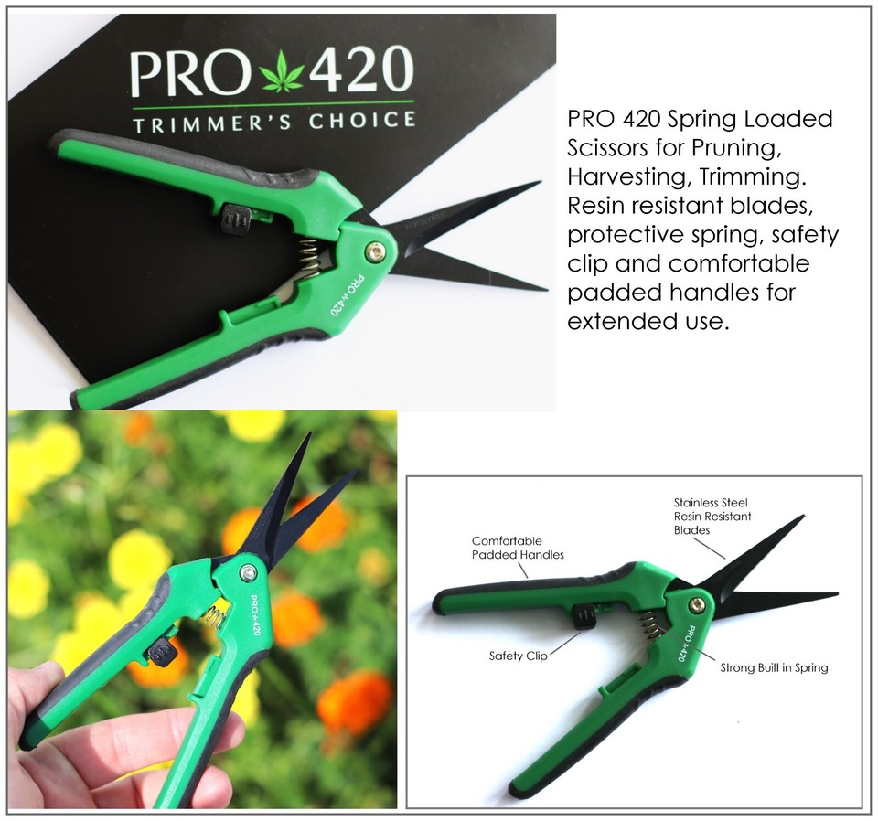 PRO 420 Bud Trimming Scissors-2 PACK-Spring Loaded & Bonsai Scissors ...
