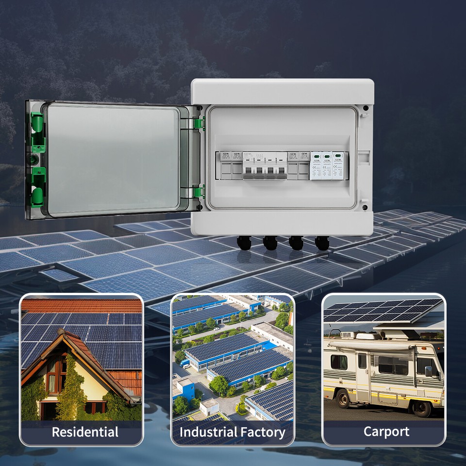 Solar PV Combiner Box Plastic 15A 2strings 1000VDC Circuit Breaker ...