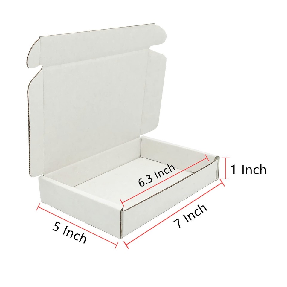 Small Shipping Boxes 7x5x1 Inch White Corrugated Cardboard Box Mailers ...