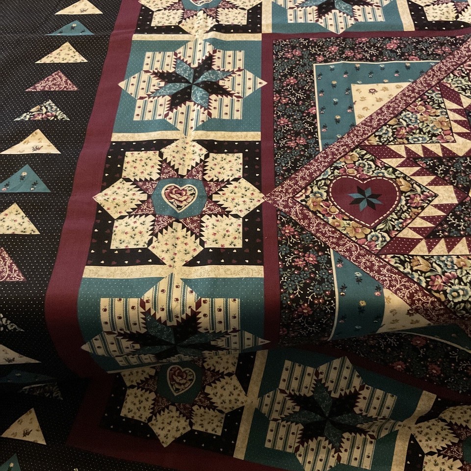 Vintage fabric Beautiful Bright Quilting Material Country 35” X 44” | eBay