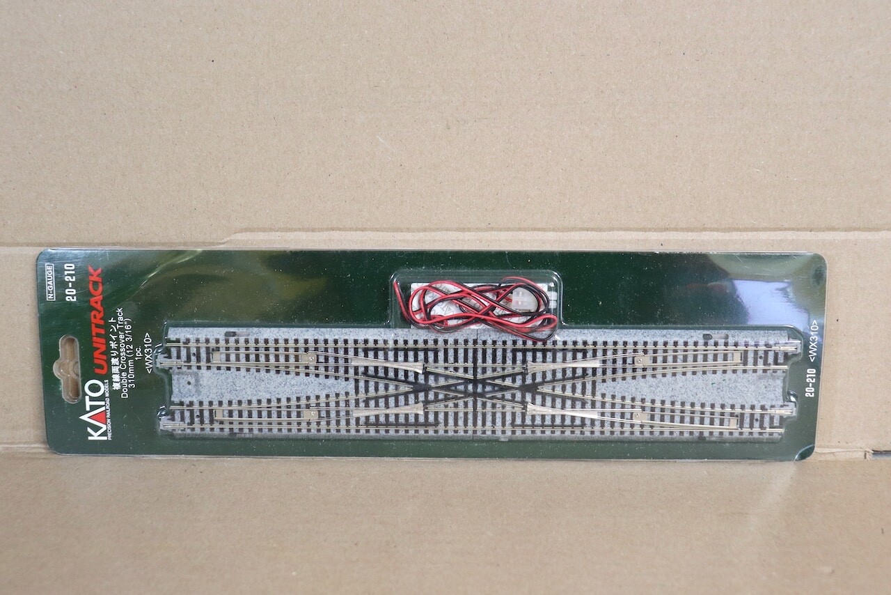 KATO UNITRACK 20-210 ELECTRIC DOUBLE CROSSOVER SWITCH TRACK 310mm LONG ...