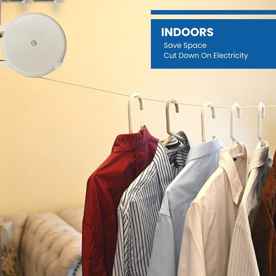 15M Retractable Washing Line Wall Mounted Outdoor Clothes Reel Laundry ...