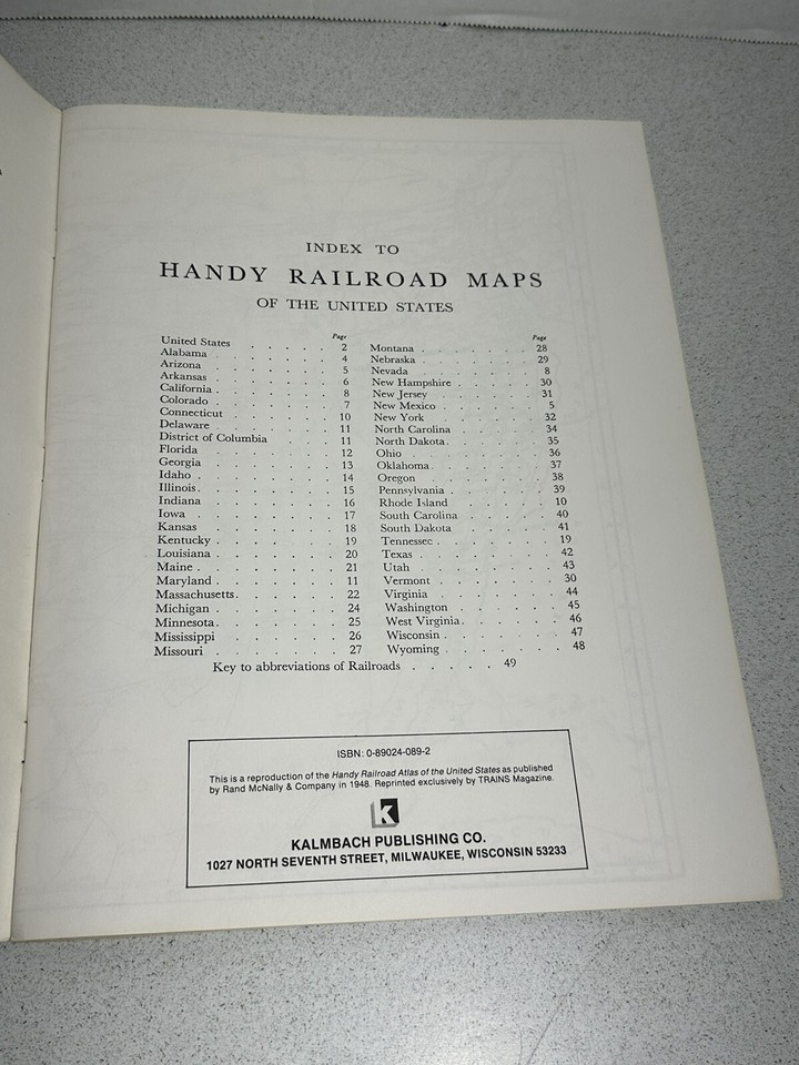 Handy Railroad Atlas of the United States, 1948 Facsimile Reprint Train ...