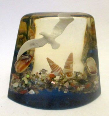 Vtg LUCITE MCM PAPERWEIGHT SEAGULL Waterscape Shells Design Gifts | eBay