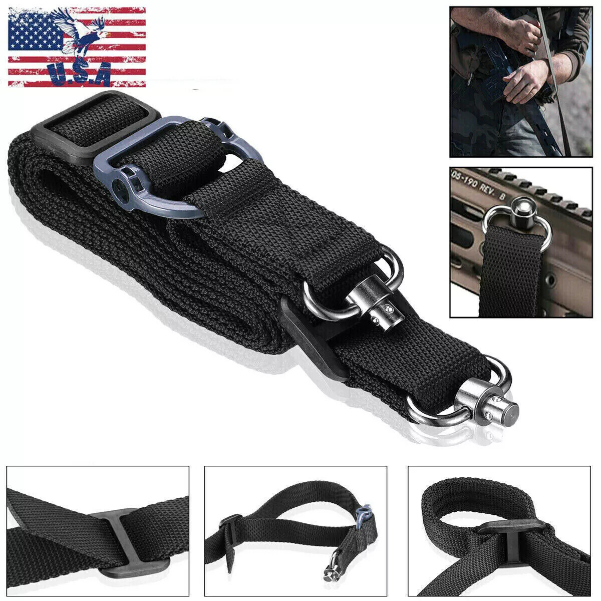 QD Tactical Sling Quick Detach Adjust Point Rifle Gun Airsoft Hunt ...