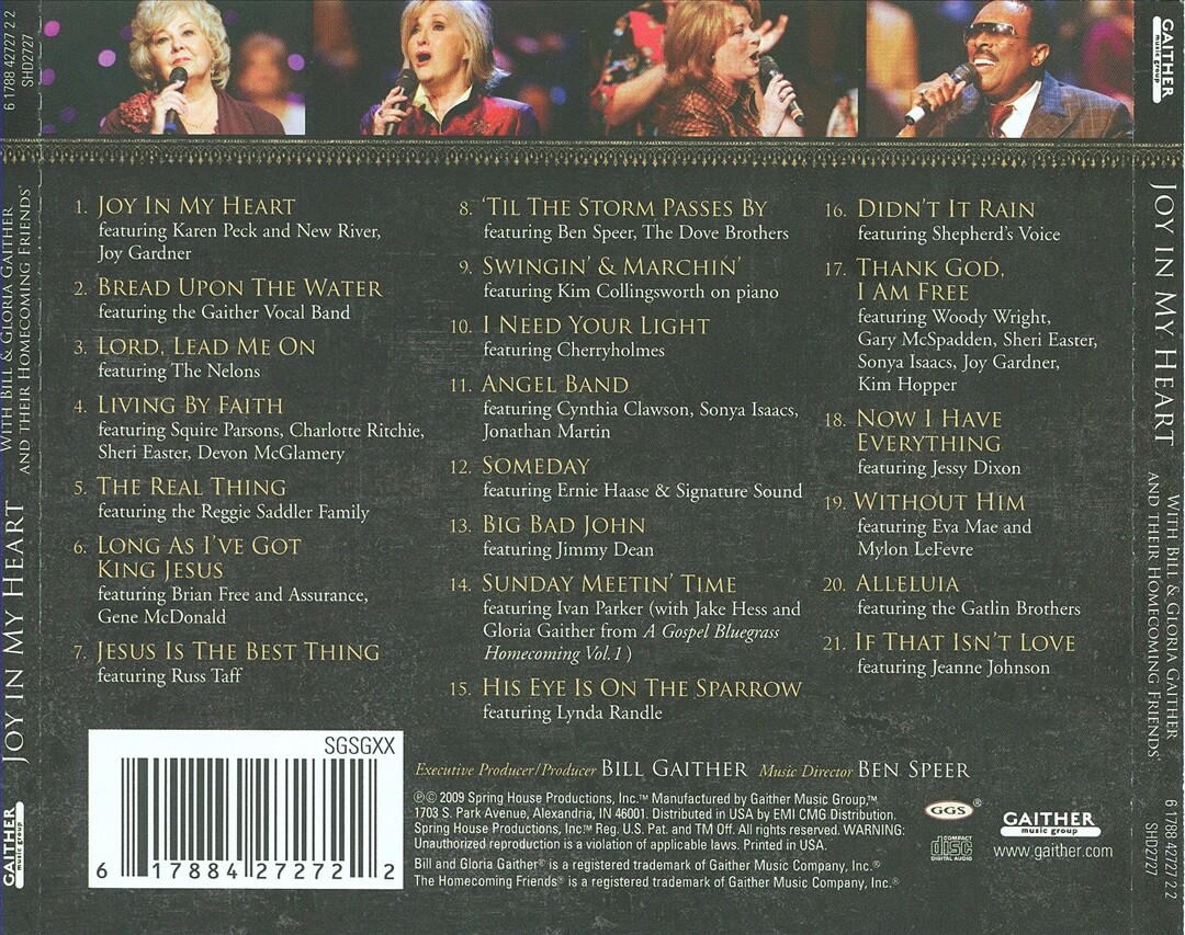 BILL GAITHER JOY IN MY HEART NEW CD 617884272722| eBay