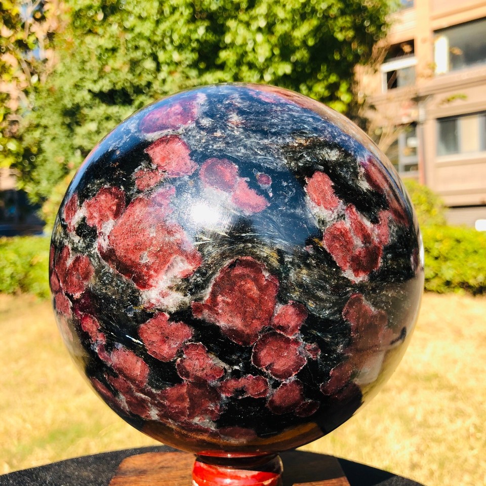 16.19LB Natural astrophyllite quartz "fireworks stone" crystal ball ...