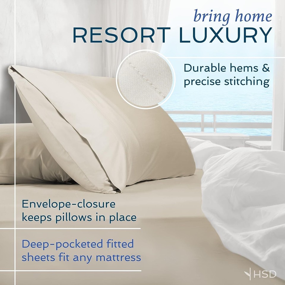 Hotel Sheets Direct 100% Viscose Derived from Bamboo Sheets FULL Size ...