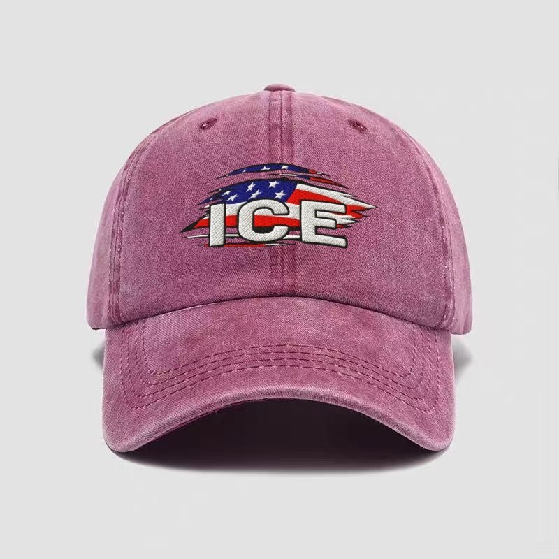 ICE Hat American Flag Logo Distressed Denim Baseball Cap Adjustable ...