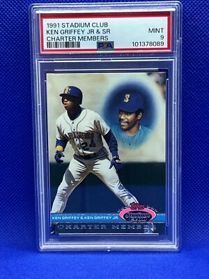 1991 Stadium Club Charter Members Ken Griffey Jr And Sr PSA 9 MINT! Mariners HOF | eBay