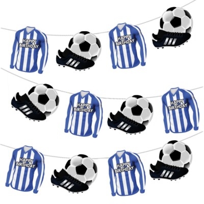 Football Bunting Party Decorations Blue & White Striped Shirt Team ...