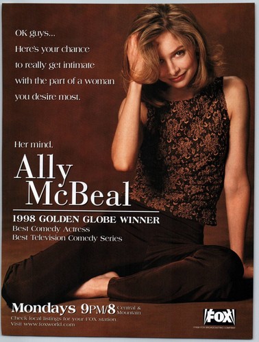 Ally McBeal Fox Tv Series Golden Globe Winner - 1998 Vintage Print Ad Ephemera | eBay