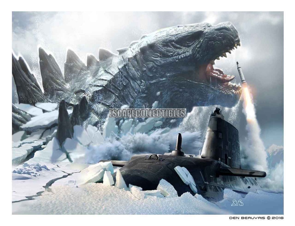 Godzilla vs Atomic Submarine Print Den Beauvais ns | eBay