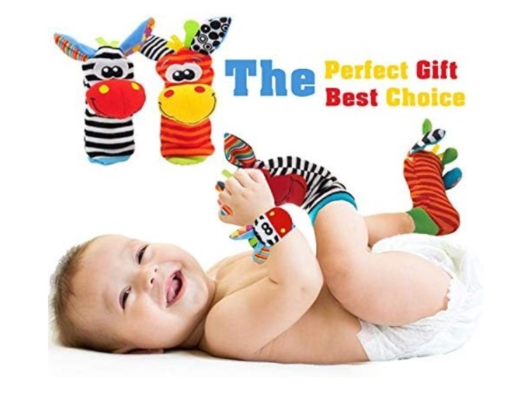 Baby Wrist & Foot Rattles Set Sensory Toys Newborn Activity Development ...