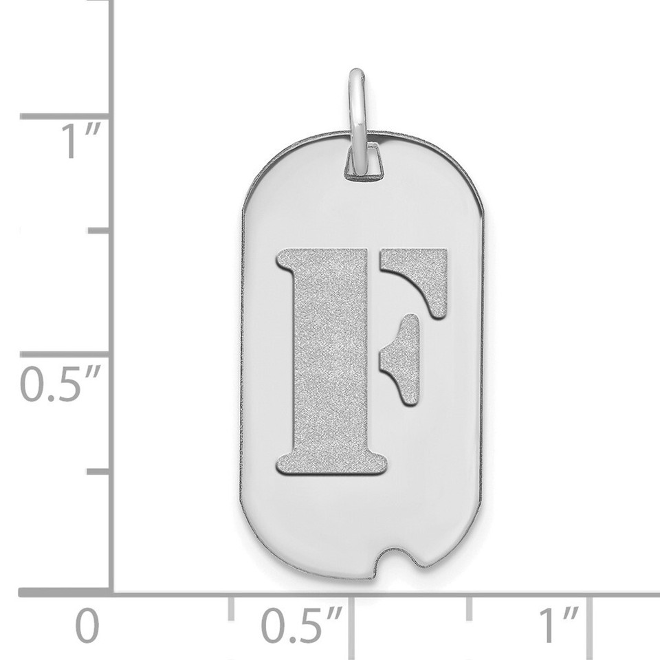 14K White Gold Polished Letter F Initial Dog Tag Pendant | eBay