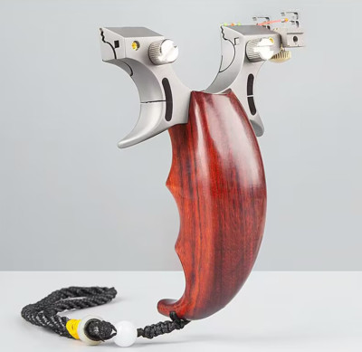 Titanium Alloy Slingshot Redwood Handle Hunting Flat Rubber Band ...