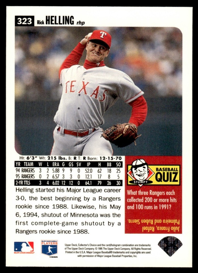 1996 Collector's Choice #323 Rick Helling Texas Rangers | eBay