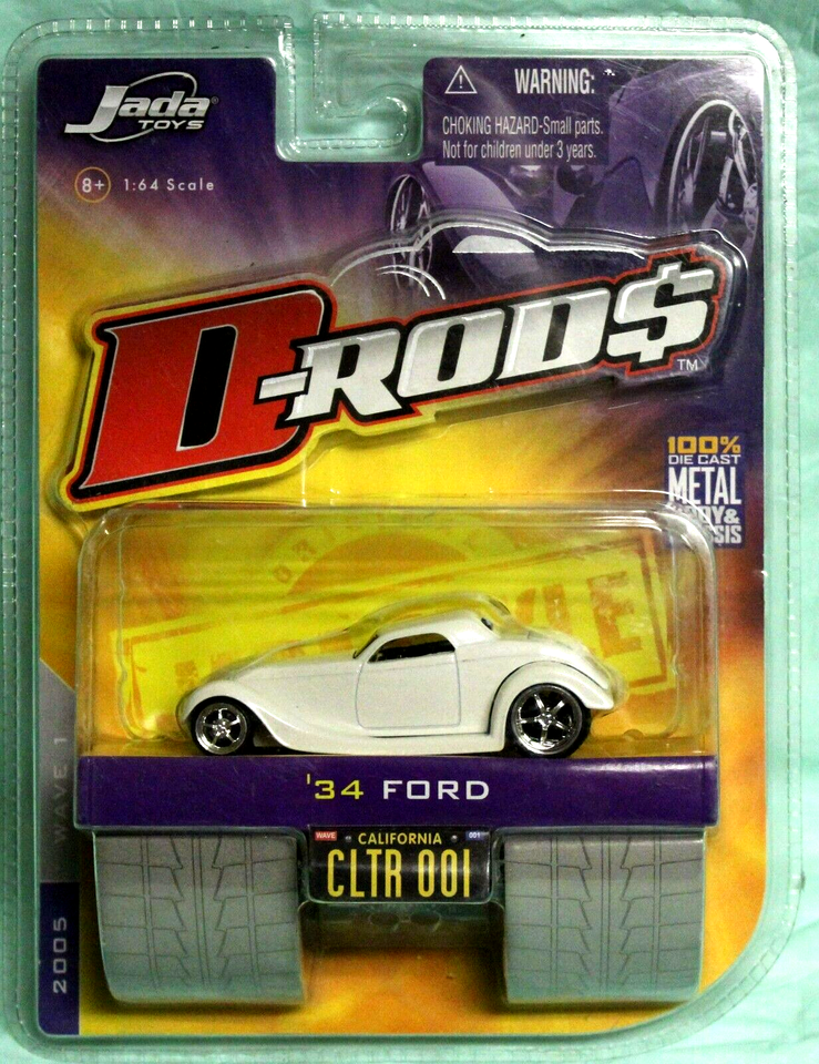 JADA TOYS D-RODS WHITE '34 FORD CLTR OO1 ON ORIG. CARD DATED 2005 | eBay