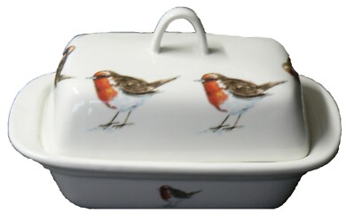 Robin red breast birds colourful porcelain traditional deep white ...