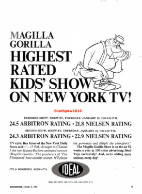1964 Manilla Gorilla Animated Classic TV Show Industry Promo Reprint Ad ...