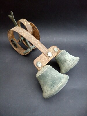 Antique Double Door Bell Sprung Double Ringer Brass Bronze Servants ...