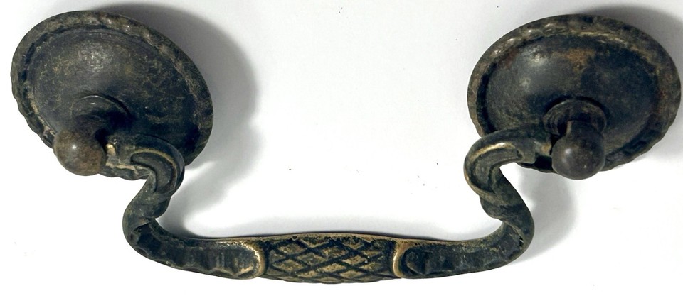 VTG X2876 Dark Brass Drop Bail Pull Handles 3” Centers Lot Of 8 Rustic ...