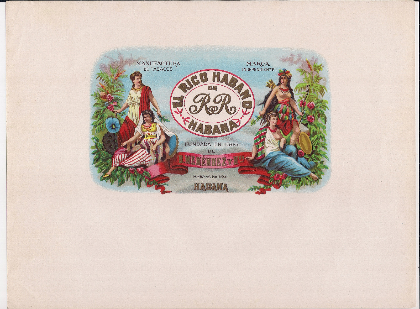 RARE ANTIQUE B. MENEDEZ EL RICO HABANO De RR HABANA No 202 CIGAR BOX ...