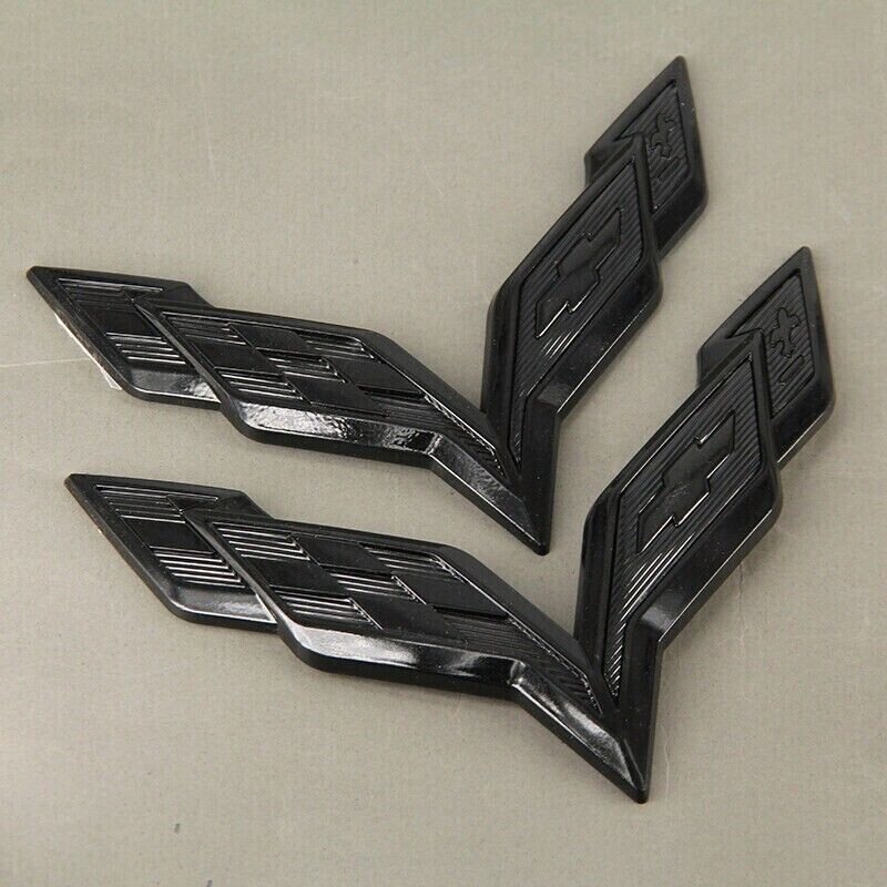 2x Front/Rear Cross Flag Emblems 3D Badge for 2014-2019 Corvette C7 ...