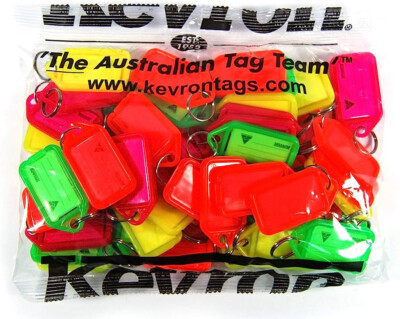 KEVRON Bag Of 50 Assorted FLUORO FLURO Key Tags Plastic Click Tags ...
