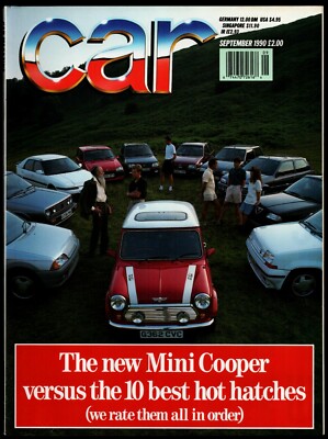 SEPTEMBER 1990 CAR MAGAZINE, MINI COOPER, HONDA/ACURA NSX, AUDI V8, BMW ...