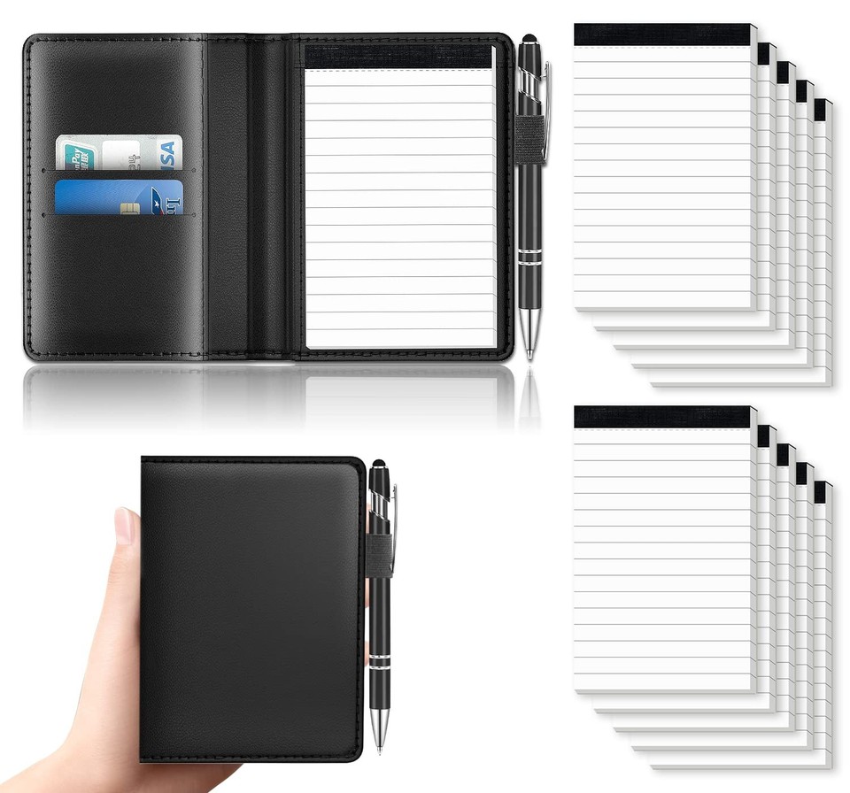 Note Pads 3x5 with Holder Set, Mini Pocket Notebooks with Pen & Refills ...
