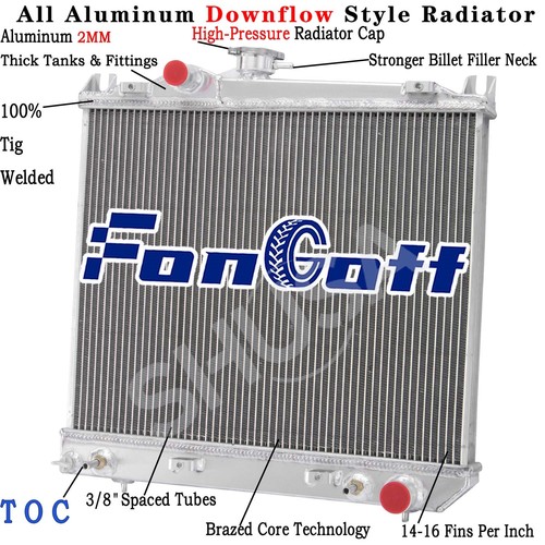 CU981 2 Rows Aluminum Radiator For 1987-1999 91 Dodge Dakota 2.2L 2.5L ...
