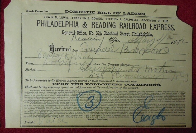 Antique Railroad Papers 1908 MA&PA Shipping Order Yoe PA 1882 Bill ...