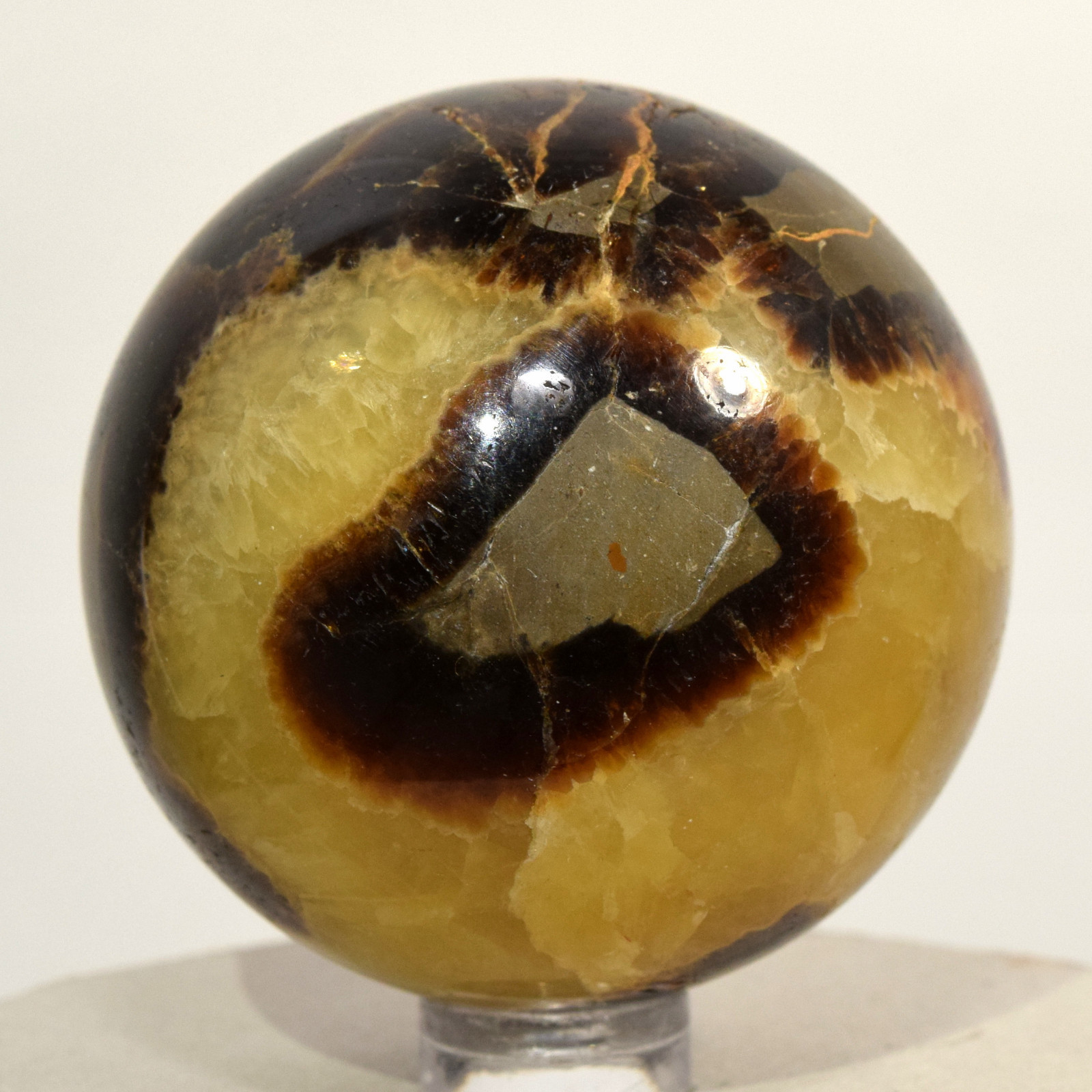 2.1" Natural Septarian Dragon Stone Sphere Calcite Aragonite Crystal ...