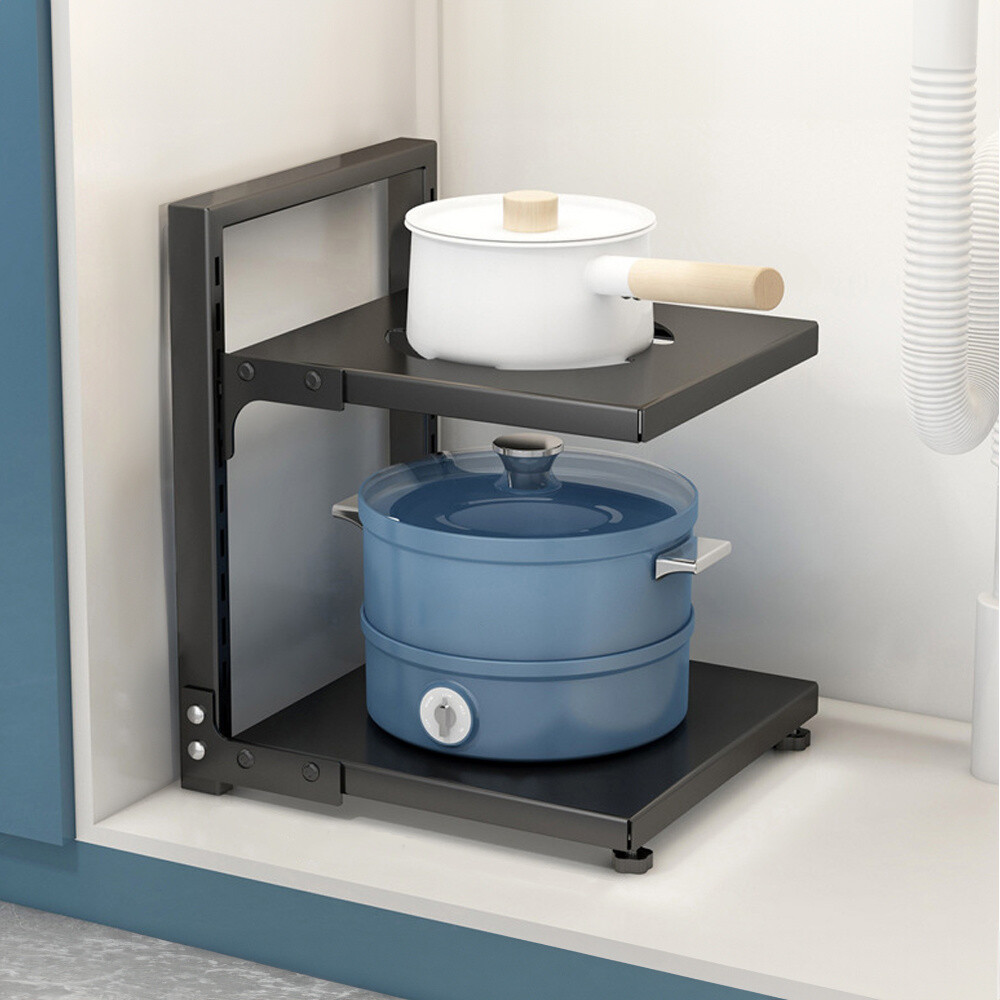 Adjustable Pan Organiser Kitchen Pot Saucepan Storage Rack Holder ...