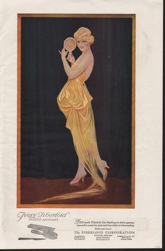1920 FIBERLOID HAIRBRUSH BEAUTY FASHION SEXY CHARLES SHELDON ART AD ...