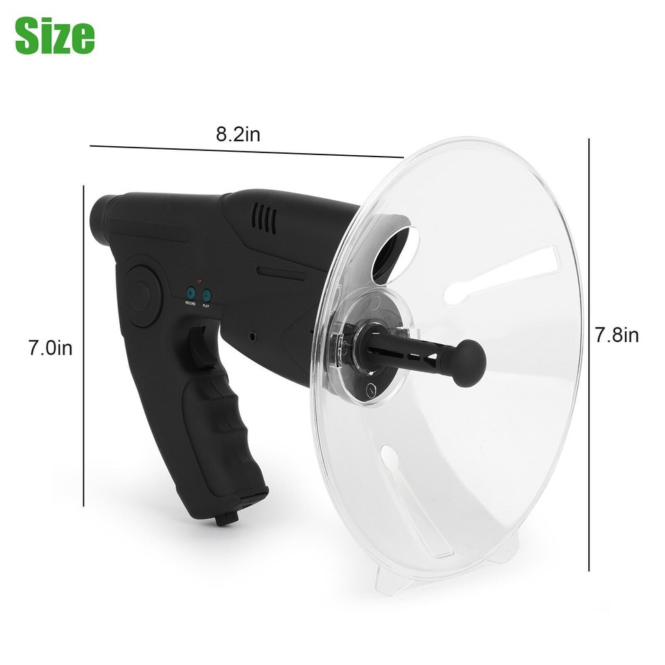 328FT Parabolic Sonic Listening Device Microphone Amplifier 8X Bionic ...