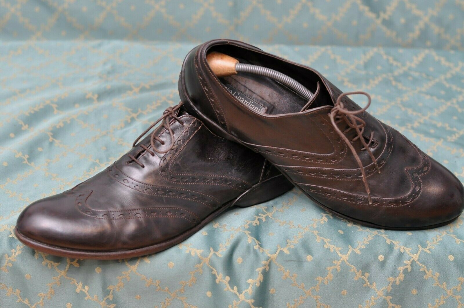 Alberto Guardiani mens Brown leather oxfords shoes si… - Gem