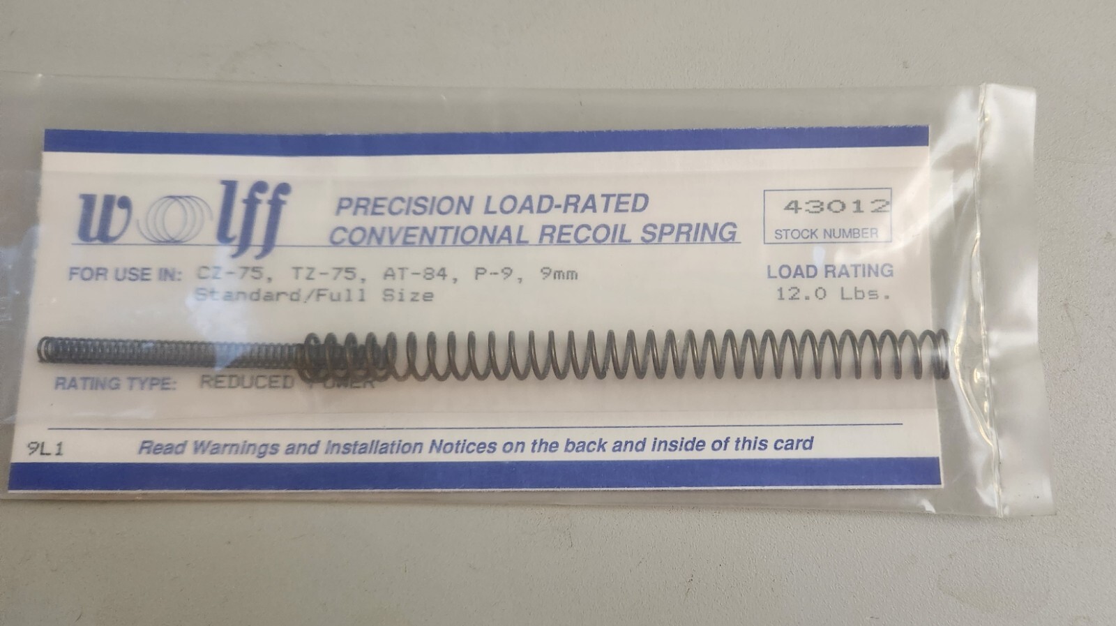 CZ 75 Recoil Springs 12lb Reduced Power. 9mm . CZ, TZ-75, AT-84,P-9 ...