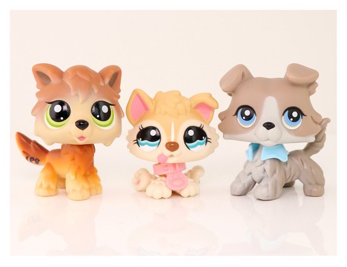 3pcs lps Collie #67 Wolf #2141 Husky Puppy #1013 Dog Animal lps Toys ...