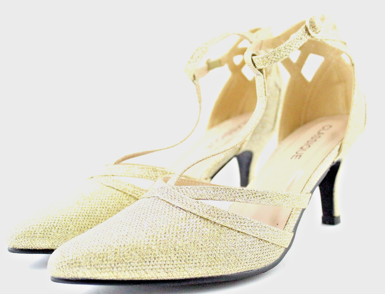 Classique womens 3" heel dress shoe size 8.5 M glittery gold faux ...