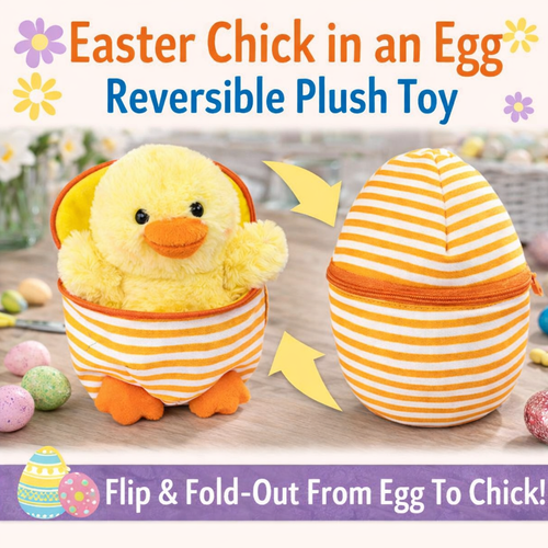 Easter Chick In An Egg Soft Plush 18cm Toy Reversible Flip & Fold Em ...
