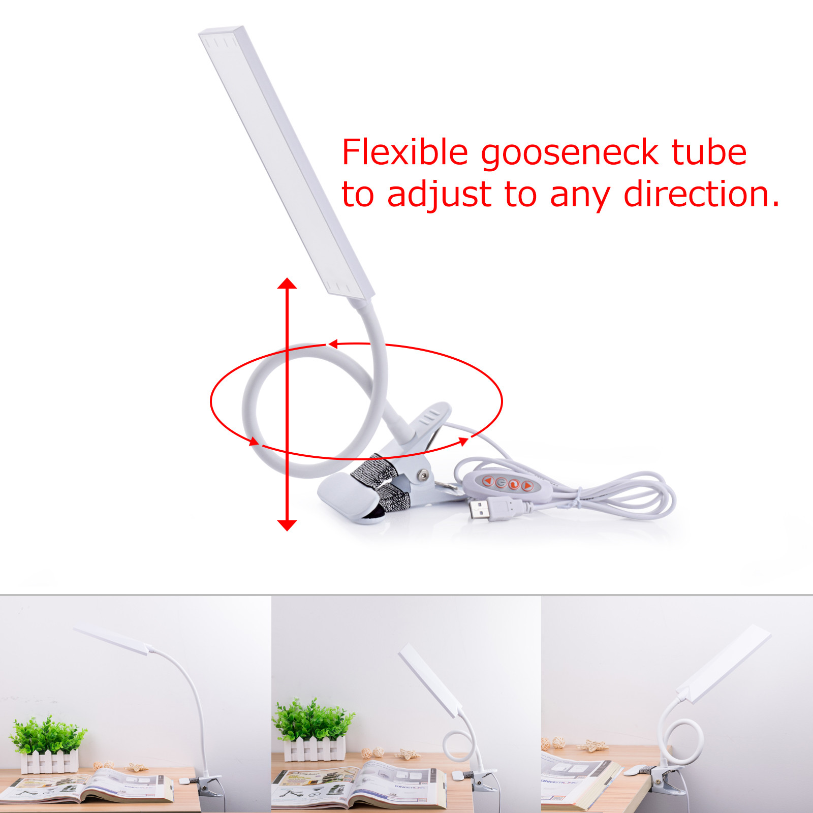 LED Desk Lamp For Study Dimmable Clamp-on Dimmable Desk Light Study ...