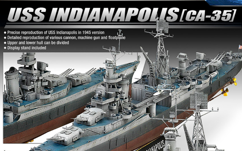 Academy 1/350 USS Indianapolis CA-35 Cruiser Model Kit – US Navy WWII ...