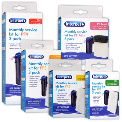 Interpet PF Monthly Service Kits Filter Media PF1 PF2 PF3 PF4 Mini ...
