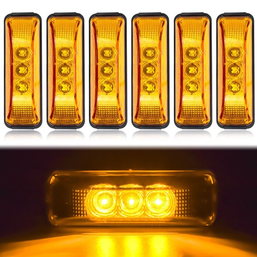 6x 3LED Clearance Light Side Marker Amber Indicators Lamp Trailer Truck ...