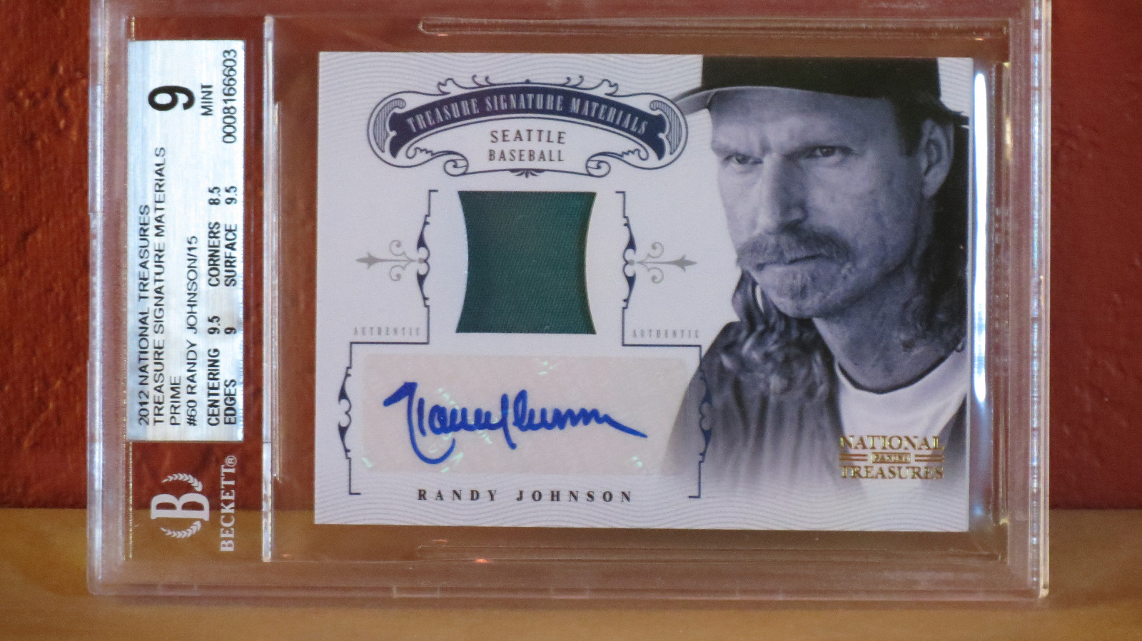 2012 National Treasures Randy Johnson Autographed Jersey Card BGS 9 ...