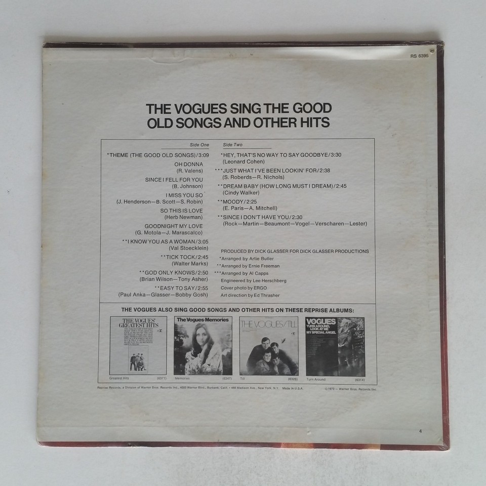 THE VOGUES Sing The Good Songs And Other Hits RS6395 LP Vinyl SEALED ...