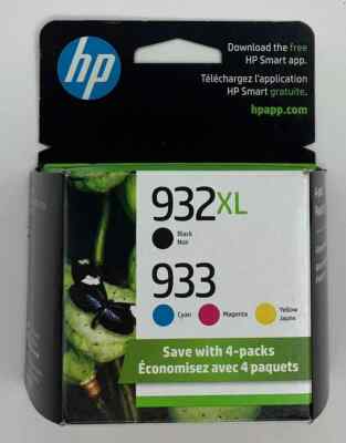EXP NOV 2024 GENUINE 4-PACK HP 932XL BLACK & 933 COLOR INK OFFICEJET ...